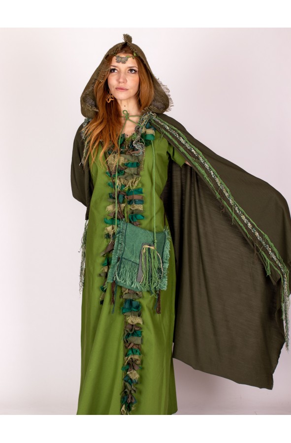 Medieval green jute bag