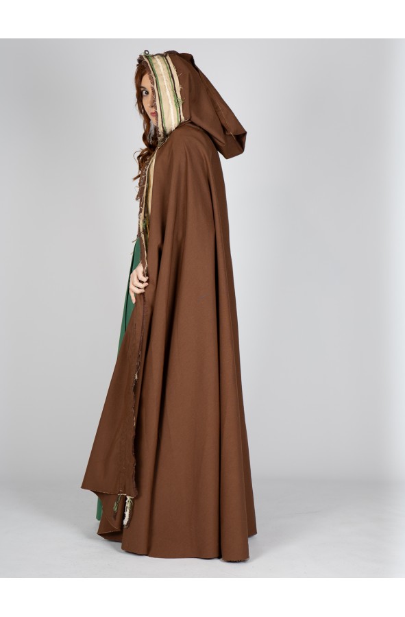 Medieval brown hooded cloak