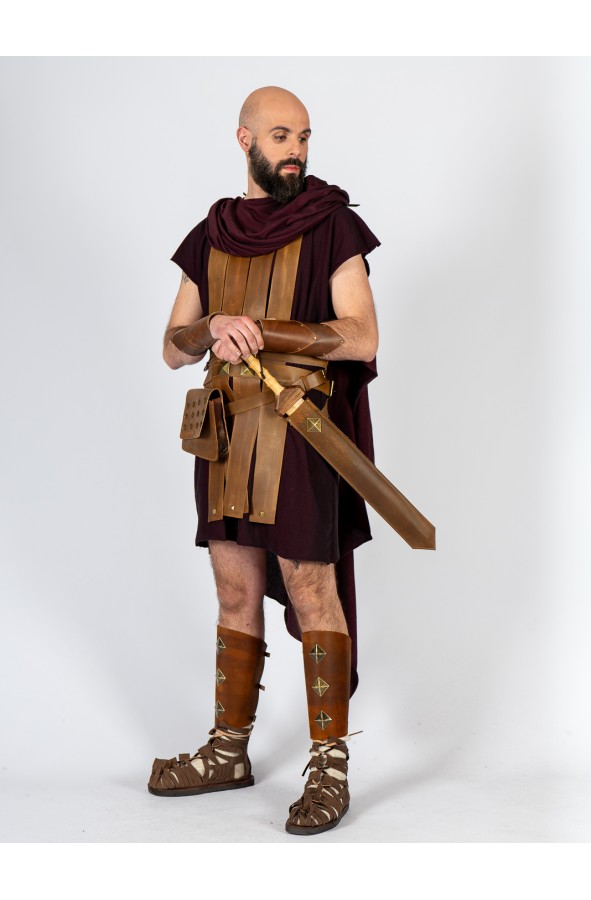 Roman Soldier Leather Armor in Brown with Removable Cloak