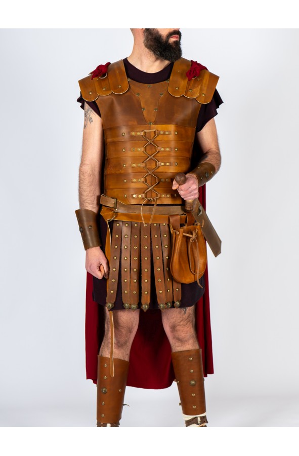 Roman brown leather vintage Lorica Segmentata